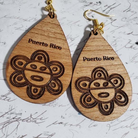 Laser Cut | Jewelry | Puerto Rico Wood Engraved Taino Sun Earrings 2 ...